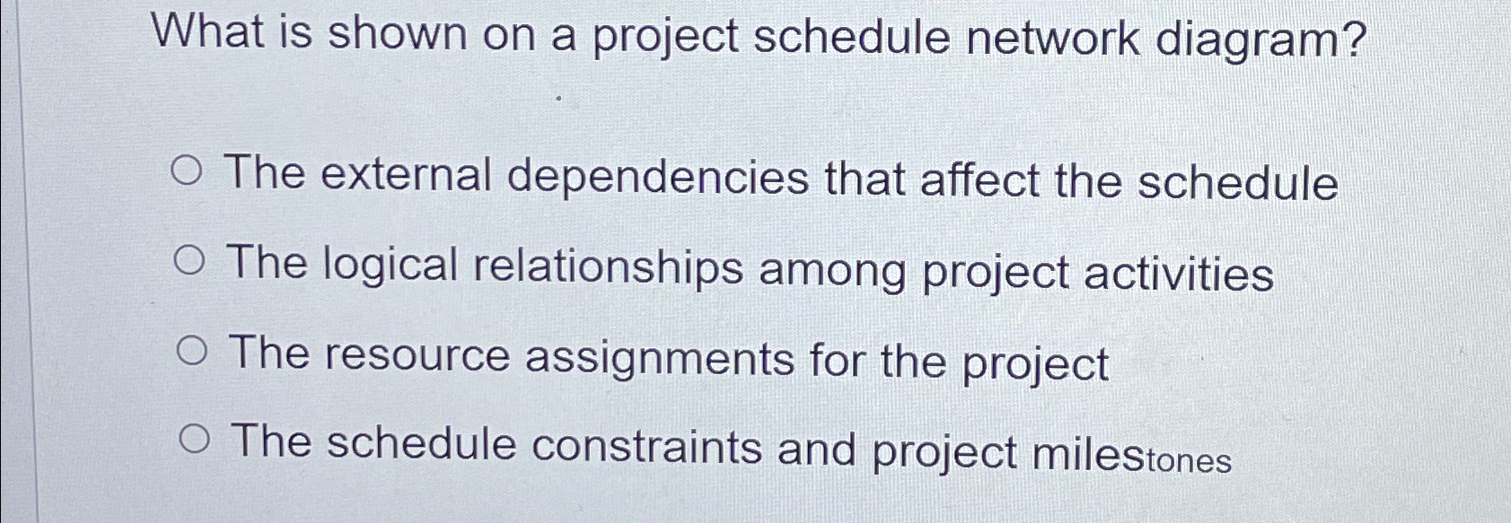 Solved What is shown on a project schedule network | Chegg.com