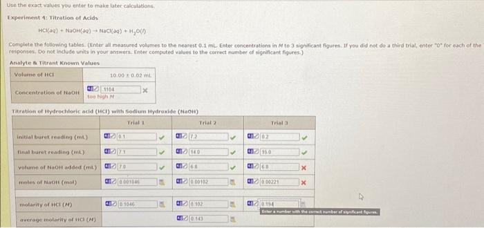 Use the exact values you enter to make later | Chegg.com