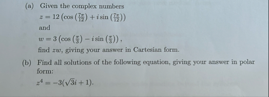 Solved (a) ﻿Given the complex | Chegg.com