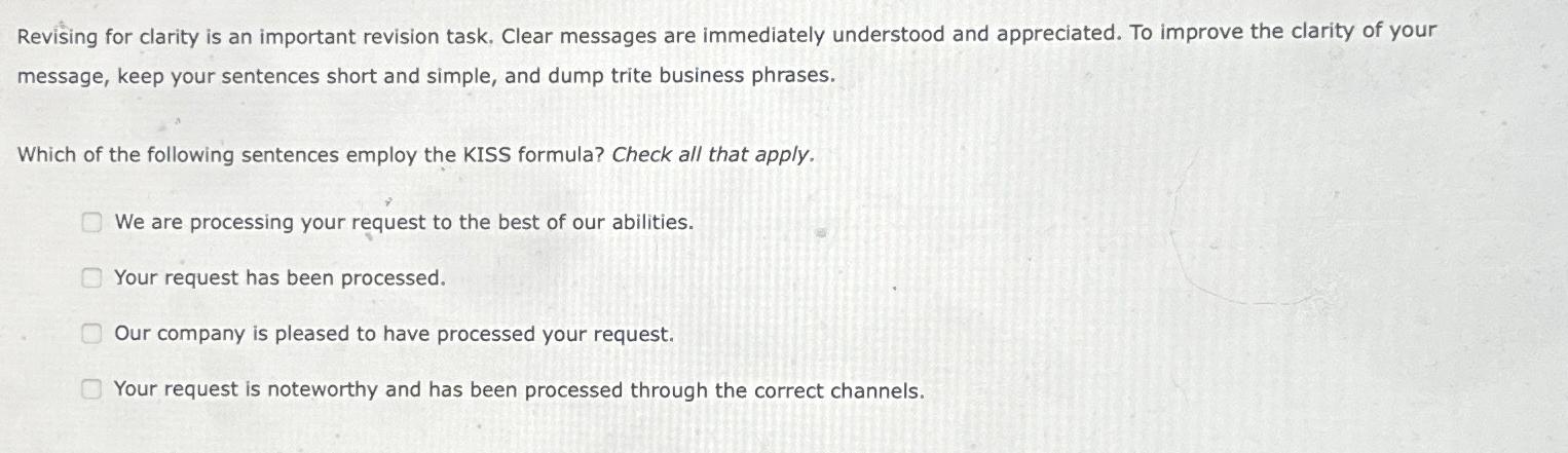 Solved Revising for clarity is an important revision task. | Chegg.com