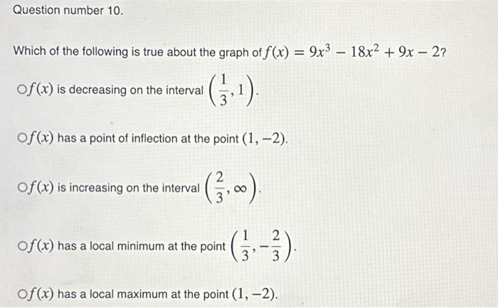 Solved Question number 10. Which of the following is true | Chegg.com