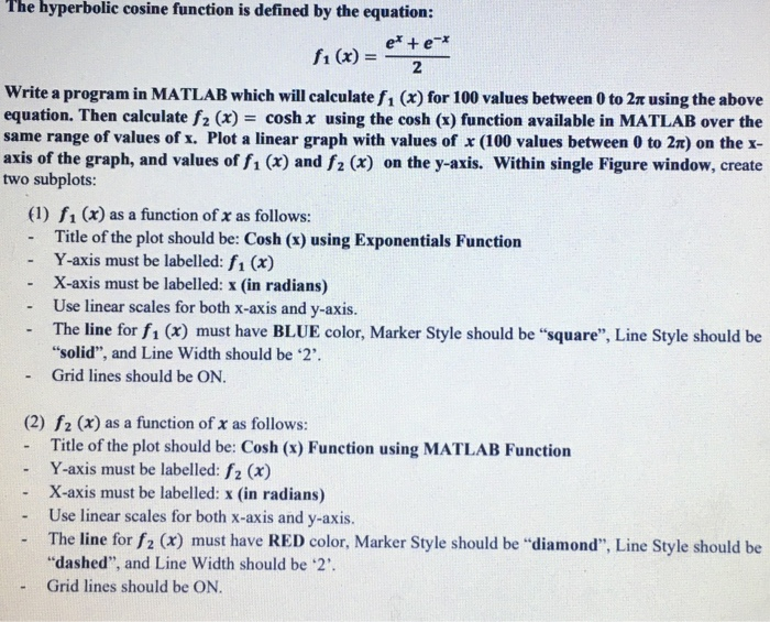 Solved The hyperbolic cosine function is defined by the | Chegg.com