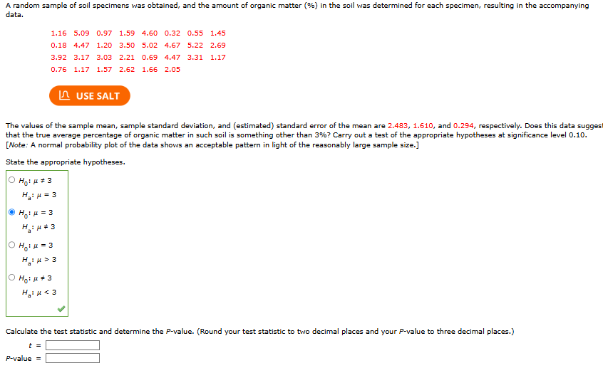 Solved A random sample of ﻿soil specimens was obtained, and | Chegg.com