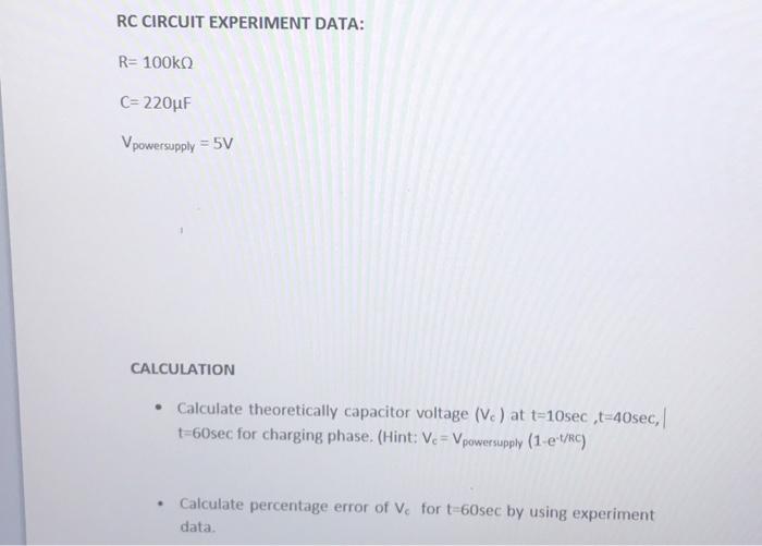 Solved EXPERIMENT NAME: RC CIRCUIT EXPERIMENT NO: STUDENT | Chegg.com