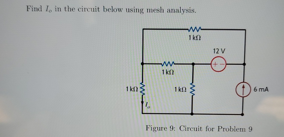 Solved P9. ﻿Find Io ﻿in the circuit below using mesh | Chegg.com