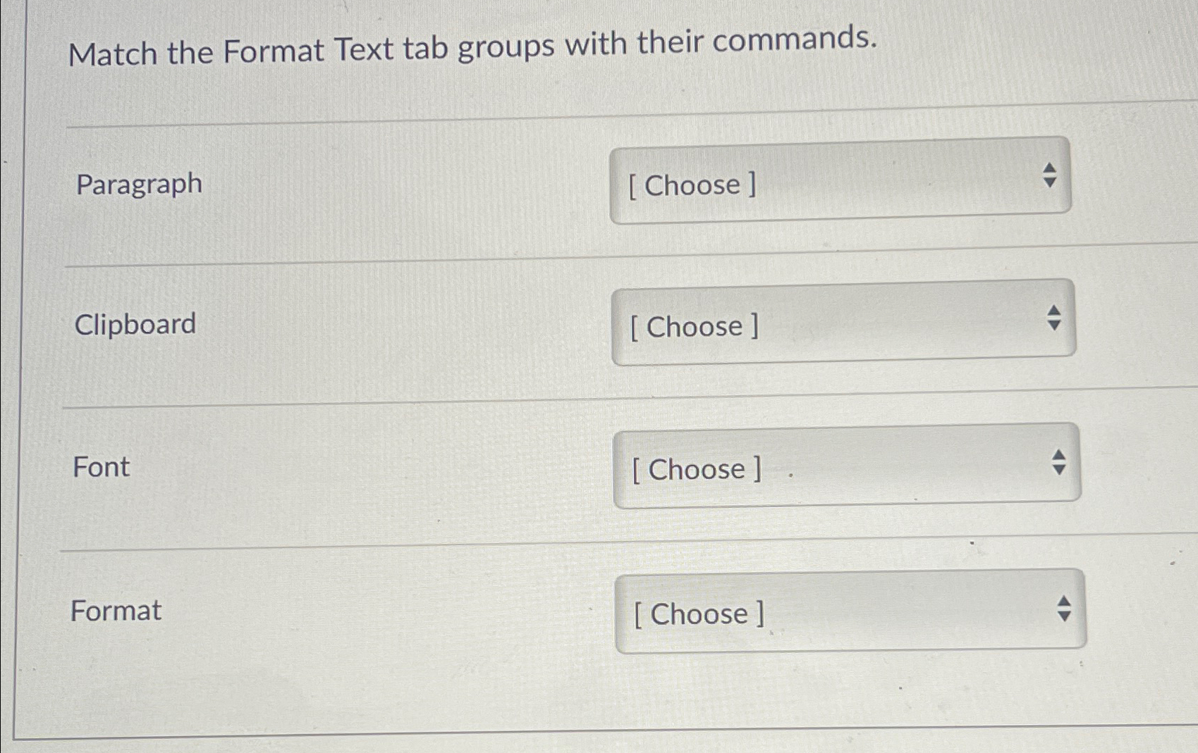 Solved Match the Format Text tab groups with their | Chegg.com