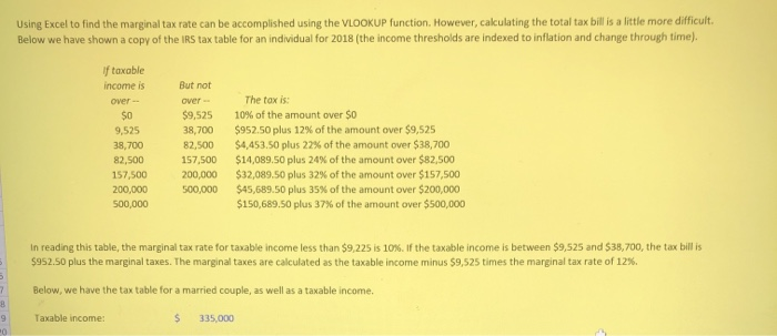 Solved Using Excel to find the marginal tax rate can be | Chegg.com
