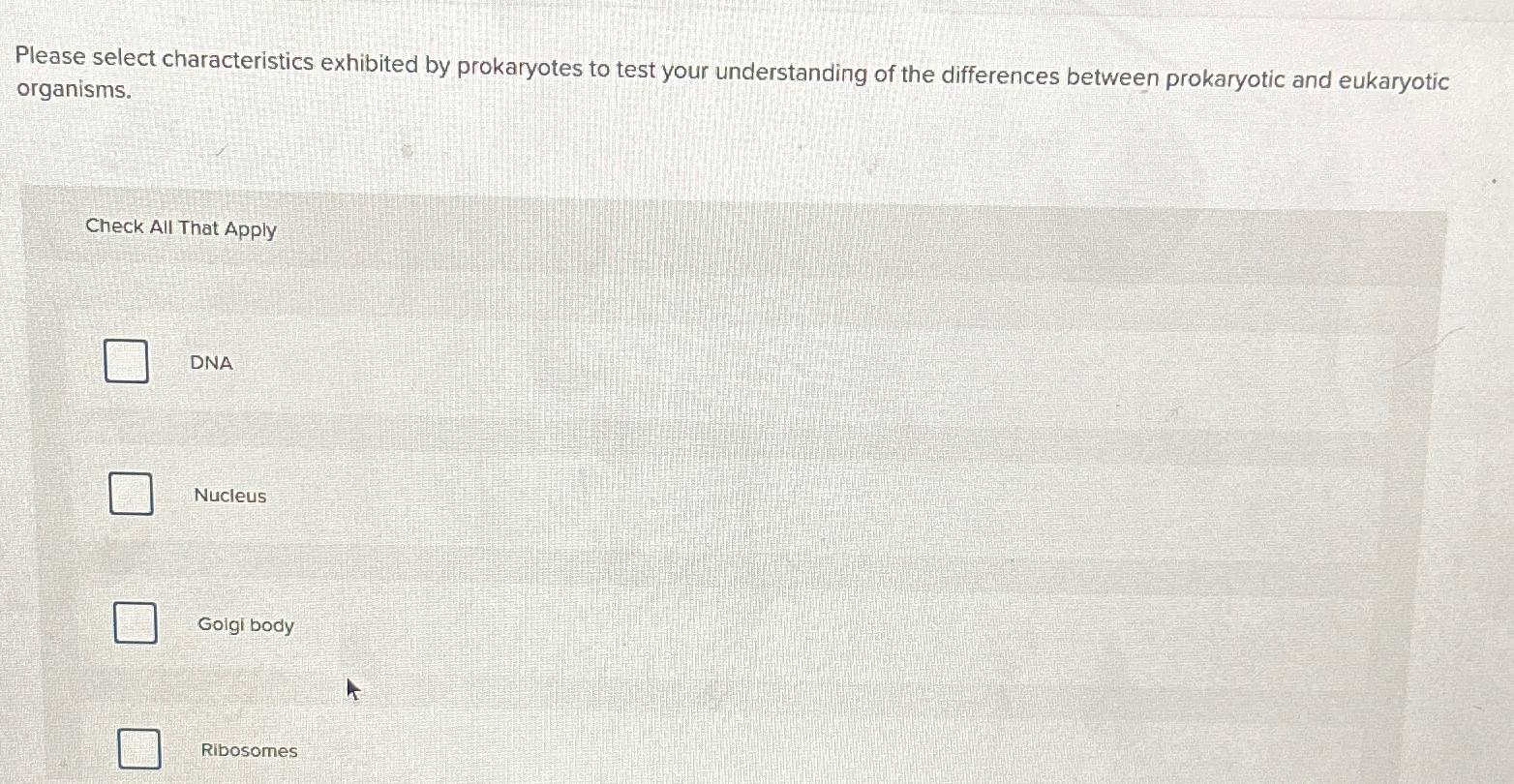 Solved Please select characteristics exhibited by | Chegg.com