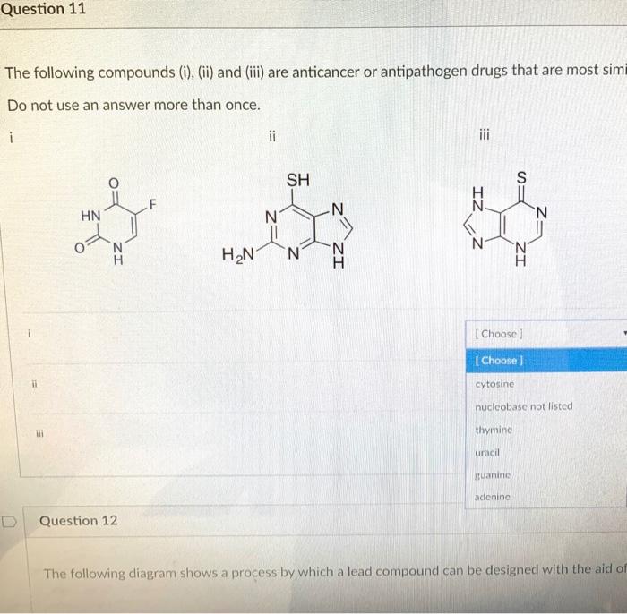 Solved 11. what nucleobases do these compound | Chegg.com