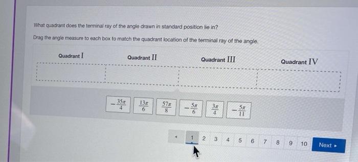 Solved What quadrant does the terminal ray of the angle | Chegg.com
