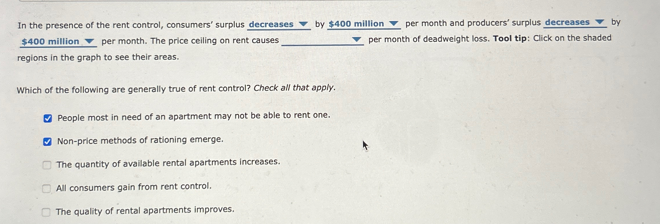Solved In the presence of the rent control, consumers' | Chegg.com
