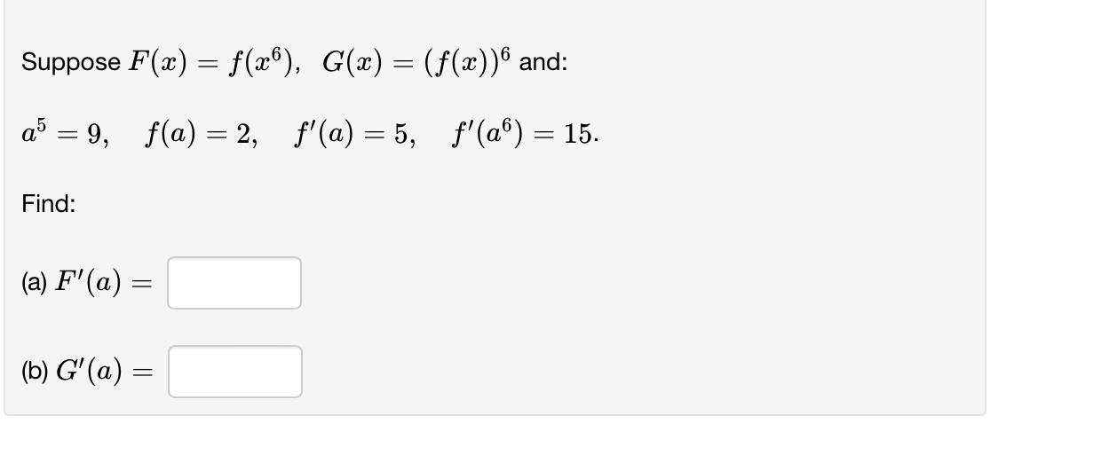 Solved Suppose F(x)=f(x6),G(x)=(f(x))6 | Chegg.com