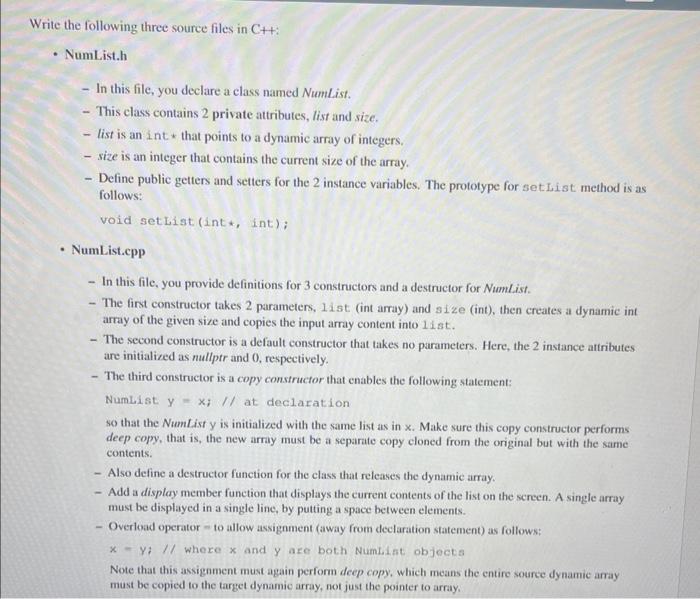 Solved - NumList.h - In this file, you declare a class named | Chegg.com