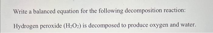 Solved Write a balanced equation for the following | Chegg.com