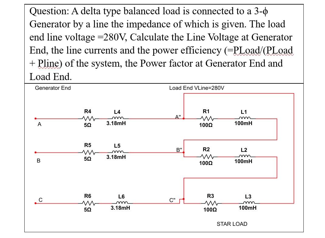 Solved Question: A delta type balanced load is connected to | Chegg.com