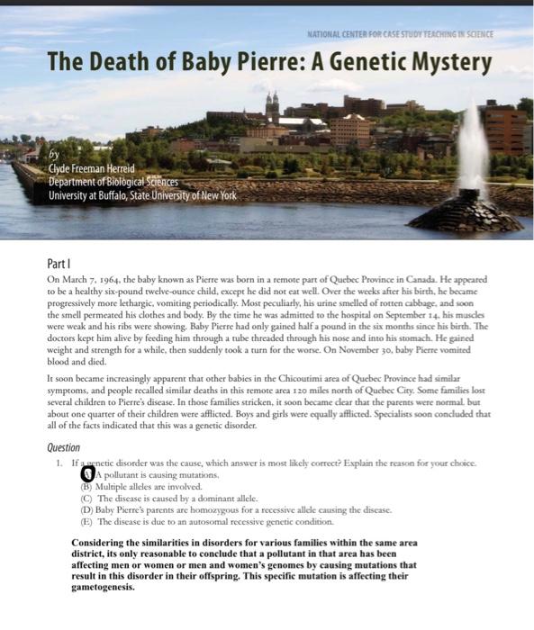 Solved NATIONAL CENTER FOR CASE STUDY TEACHING IN SCIENCE | Chegg.com