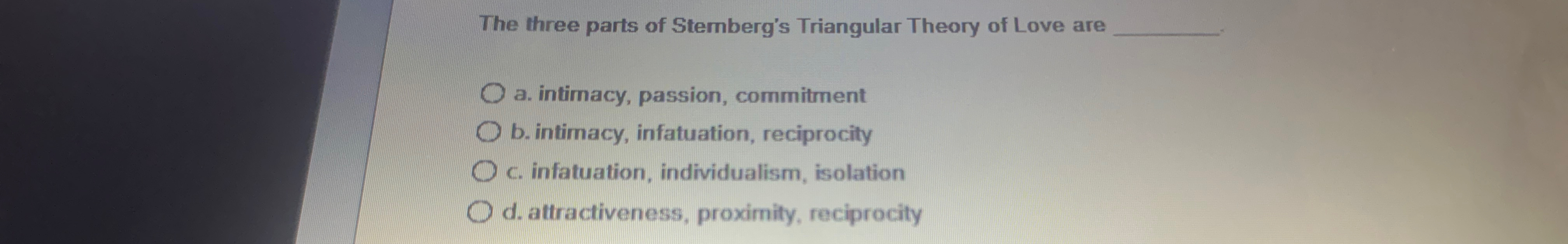 Solved The three parts of Stemberg's Triangular Theory of | Chegg.com