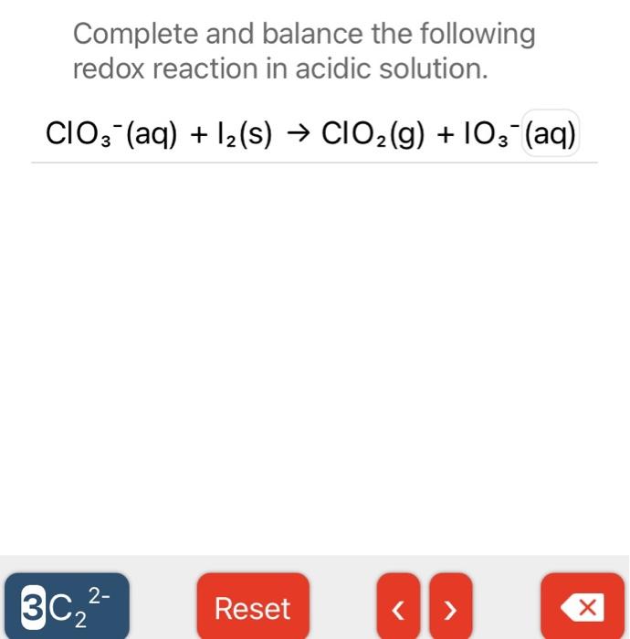 Solved Complete and balance the following redox reaction in | Chegg.com