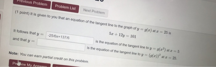 Solved revious Problem Problem List Next Problem (1 point) | Chegg.com