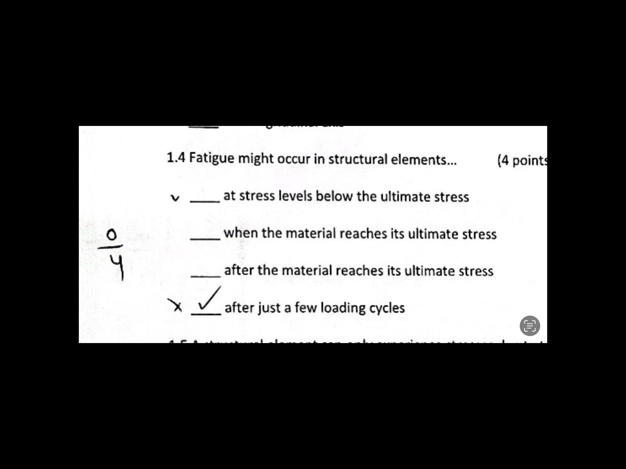 Solved 1.4 ﻿Fatigue might occur in structural elements...(4 | Chegg.com