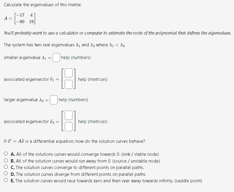 Solved Calculate the eigenvalues of this | Chegg.com