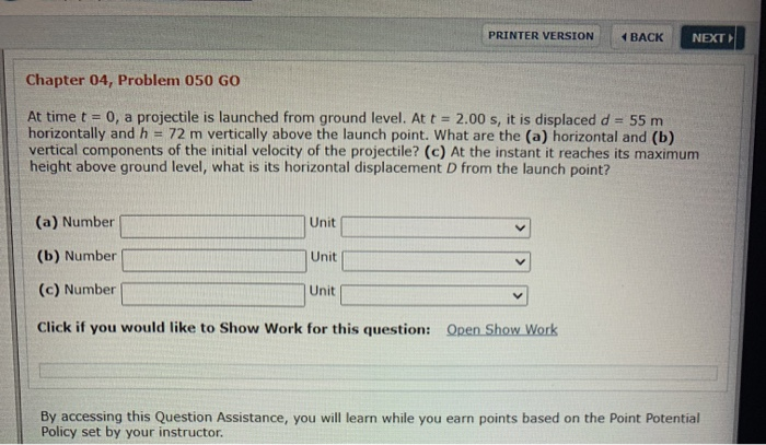 Solved PRINTER VERSION BACK NEXT Chapter 04, Problem 050 GO | Chegg.com