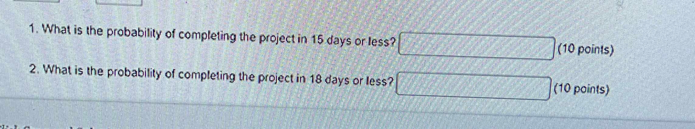 Solved What is the probability of completing the project in | Chegg.com