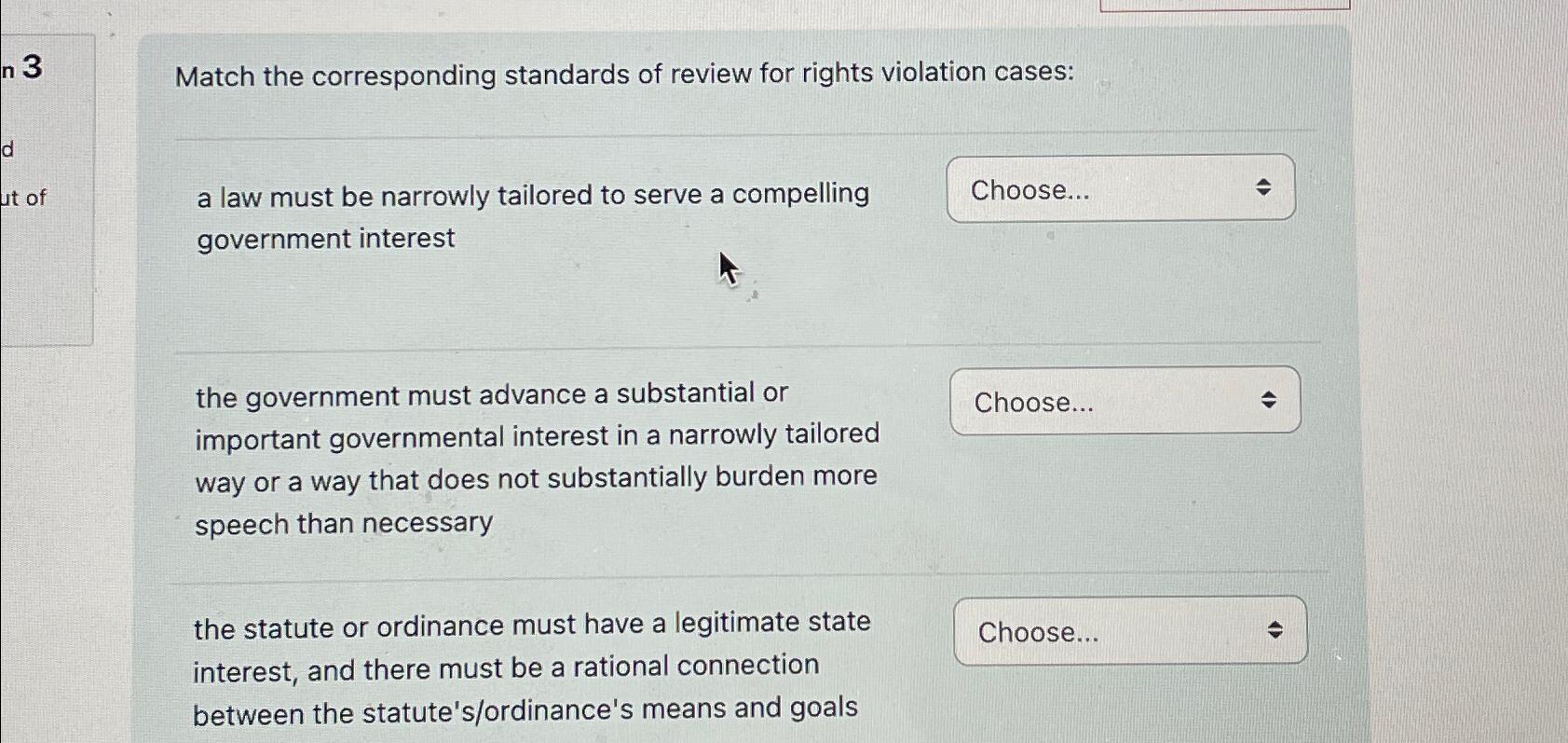 Solved Match the corresponding standards of review for | Chegg.com