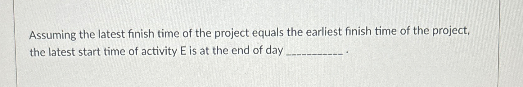 Solved Assuming the latest finish time of the project equals | Chegg.com