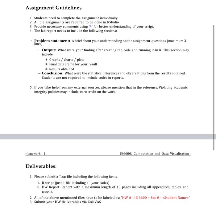Solved Assignment Guidelines 1. Students need to complete | Chegg.com