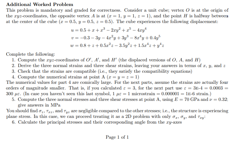 Solved Additional Worked ProblemThis problem is ﻿mandatory | Chegg.com