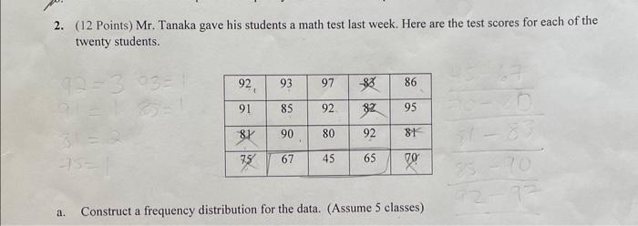 Solved 2. (12 Points) Mr. Tanaka gave his students a math | Chegg.com