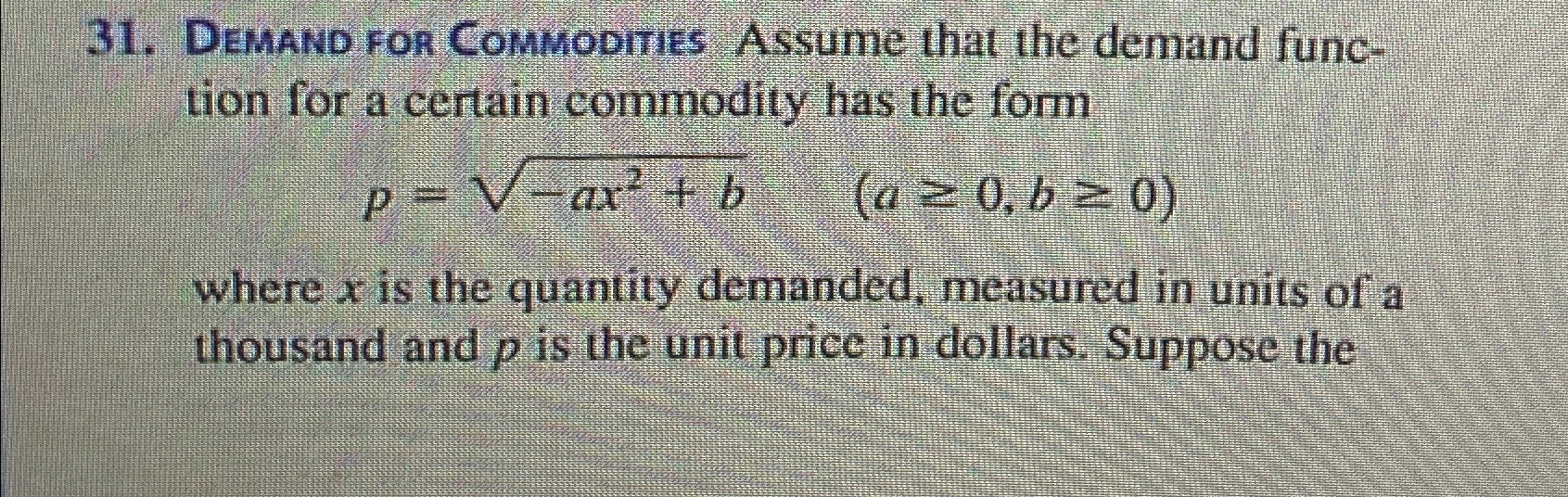 Demand for Commodities Assume that the demand | Chegg.com