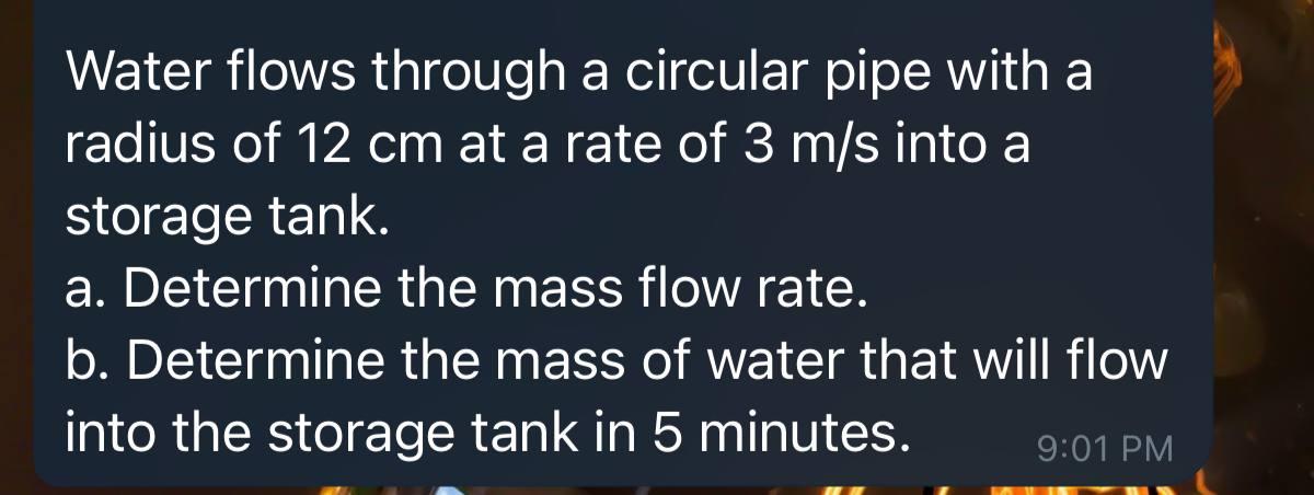 Solved Water flows through a circular pipe with a radius of | Chegg.com