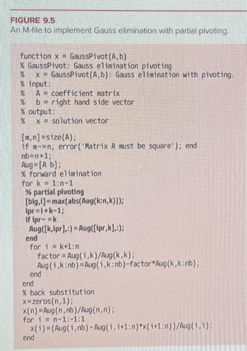 Solved 9.17 Develop a function, gausspivot2, based on Fig. | Chegg.com