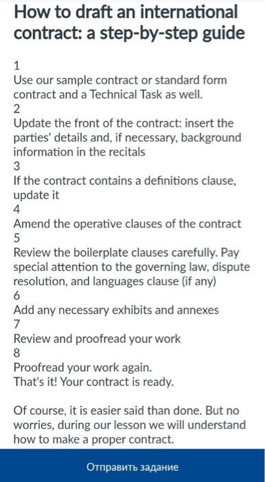 How to draft an international contract: a | Chegg.com