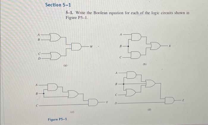 Solved A B B D Section 5-1 ㅡ 5–1. Write the Boolean equation | Chegg.com