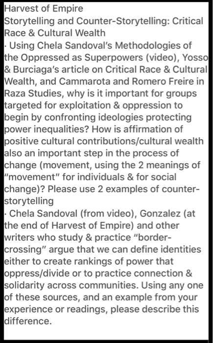 Harvest of Empire Storytelling and | Chegg.com