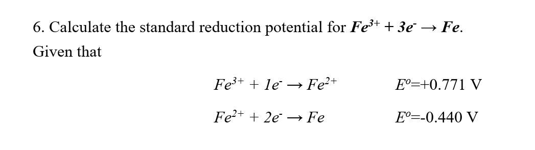 Solved Calculate the standard reduction potential for | Chegg.com