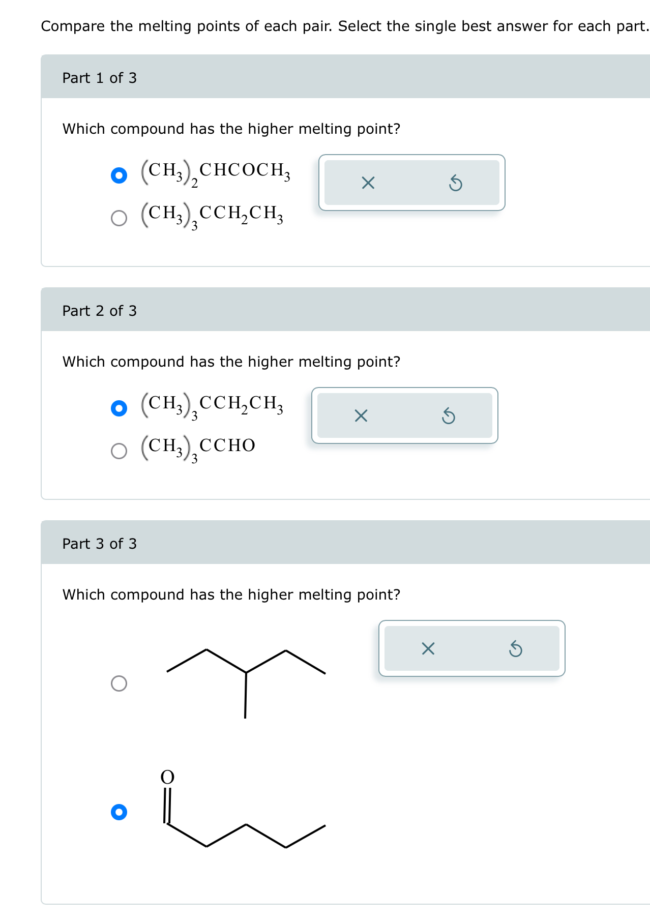 Solved Compare the melting points of each pair. Select the | Chegg.com