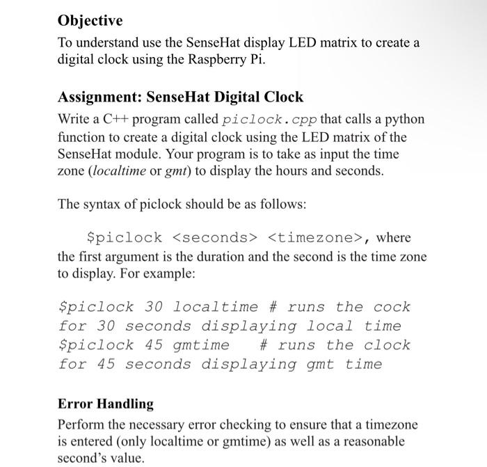 Solved Objective To understand use the SenseHat display LED | Chegg.com
