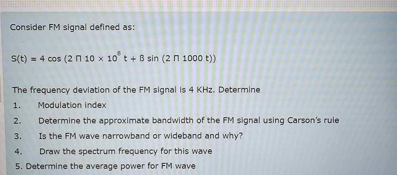 Consider FM signal defined | Chegg.com