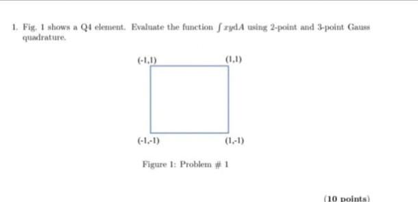 Solved 1. Fig. 1 shows a Q4 element. Evaluate the function ∫ | Chegg.com