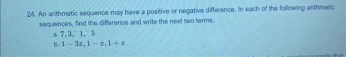 Solved 24. An arithmetic sequence may have a positive or | Chegg.com