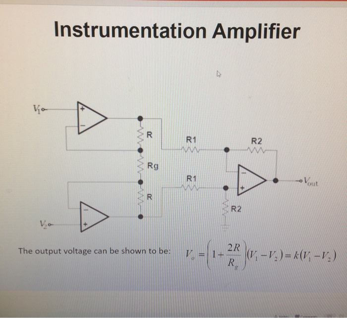 Solved Instrumentation Amplifier R R1 R2 Rg R1 Vut R2 2R V | Chegg.com