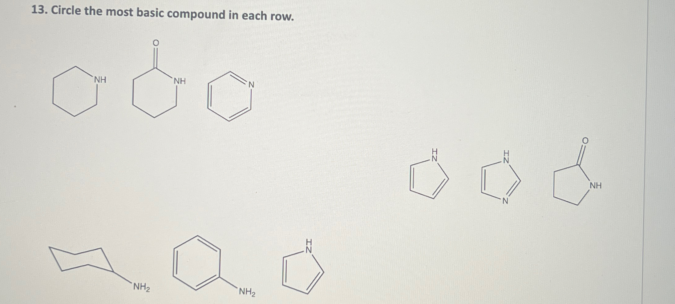 Solved Circle the most basic compound in each row. | Chegg.com