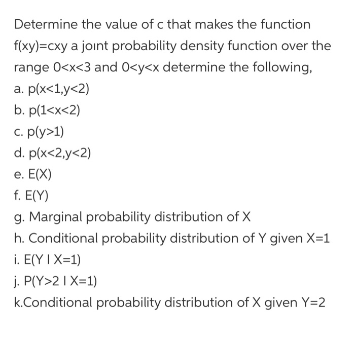 Solved Determine the value of c that makes the function | Chegg.com