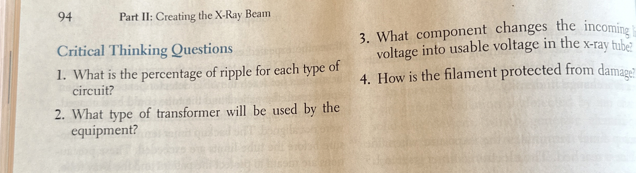 Solved 94 ﻿Part II: Creating the X-Ray BeamCritical Thinking | Chegg.com