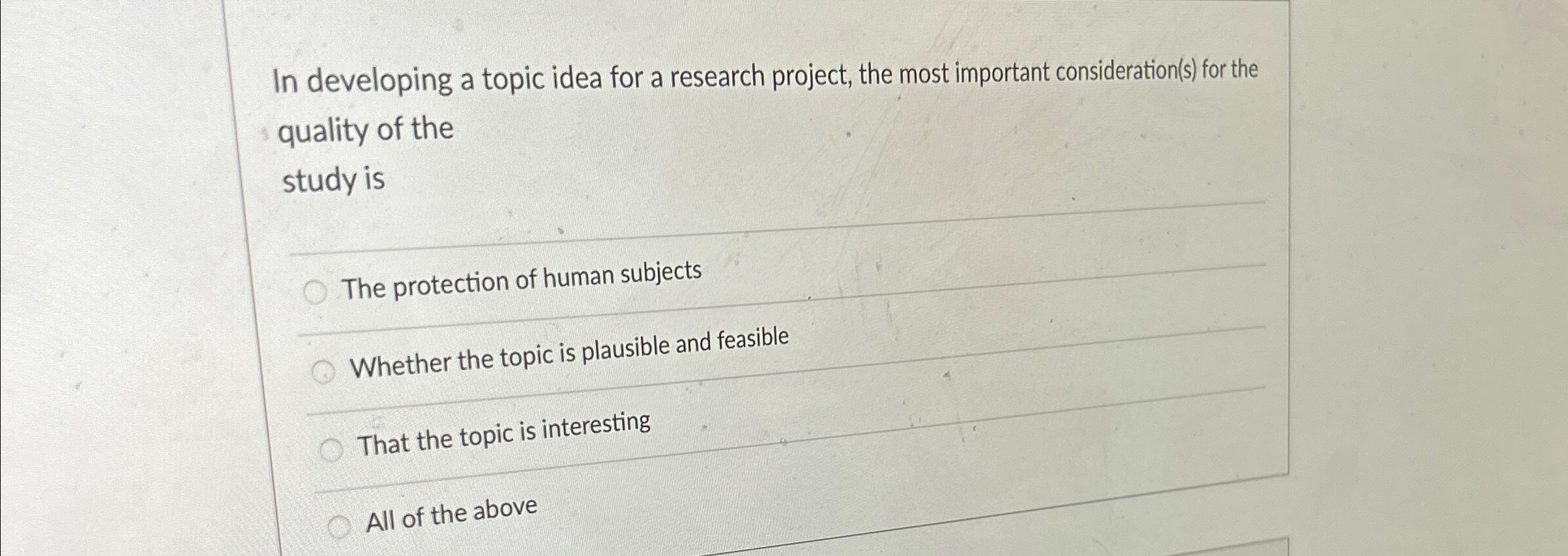 Solved In developing a topic idea for a research project, | Chegg.com