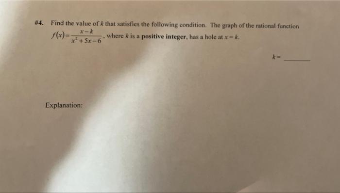 Solved 4. Find the value of k that satisfies the following | Chegg.com